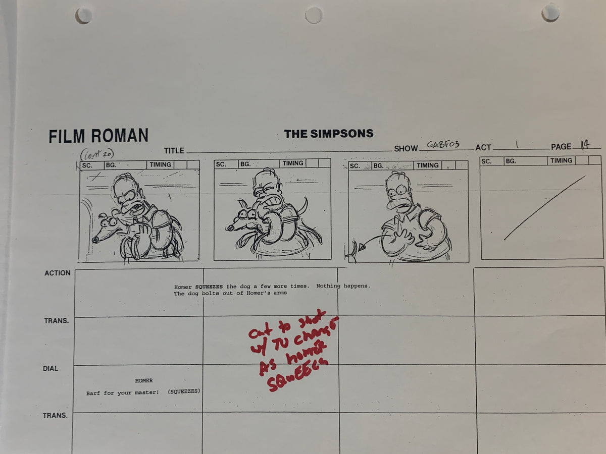 Simpsons Production Storyboard with Notes AU121– Animation Legends
