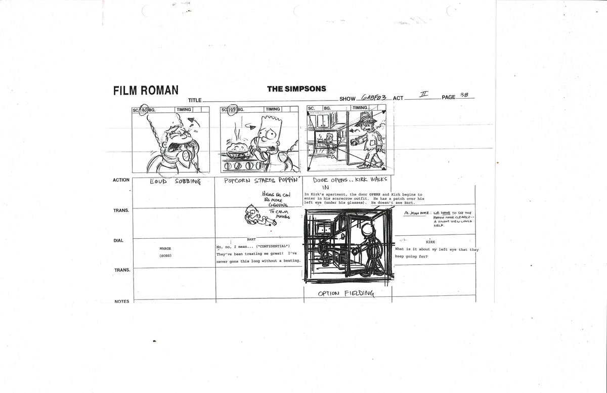 The Simpsons production used storyboard copy EX6708– Animation Legends