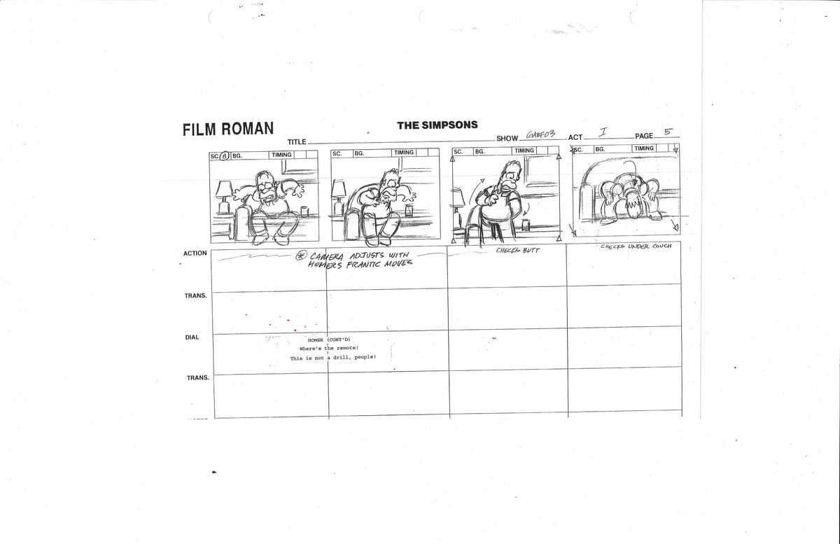 The Simpsons Production used storyboard copy EX6709– Animation Legends